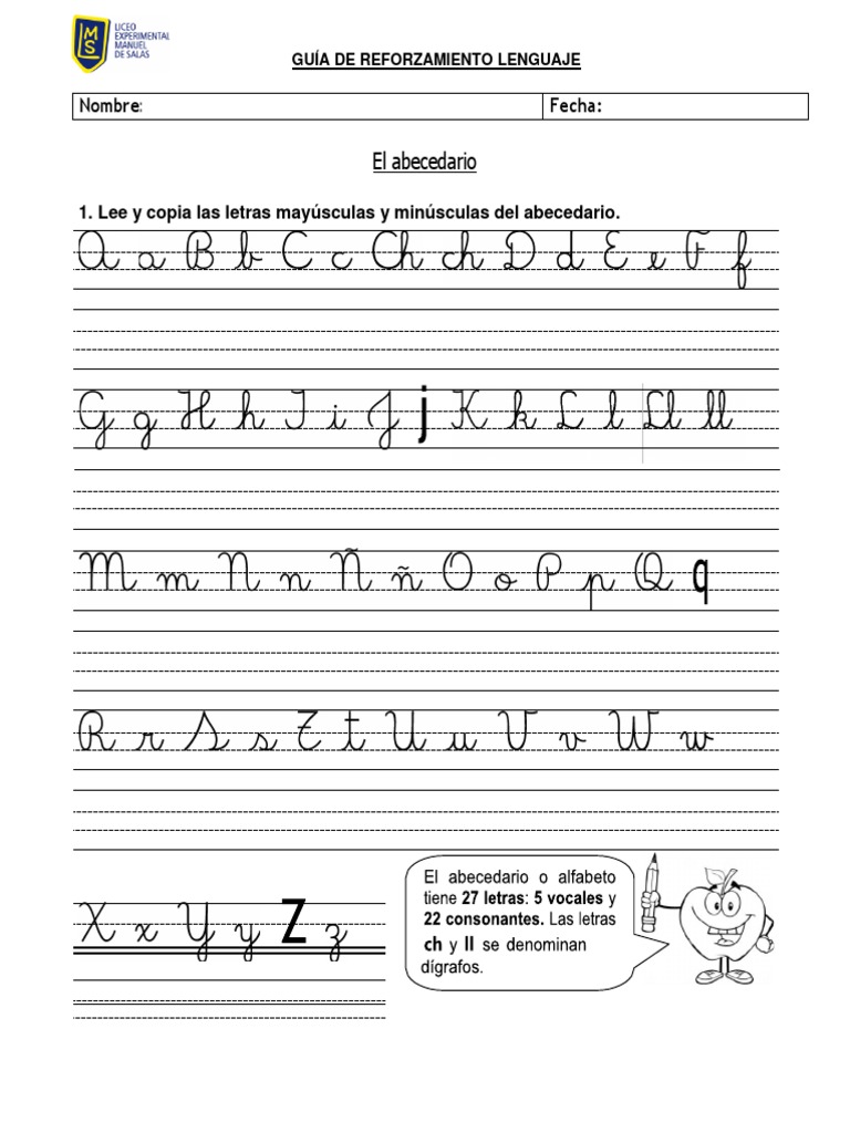 Guía de Reforzamiento del Abecedario | PDF | Alfabeto | Codificaciones