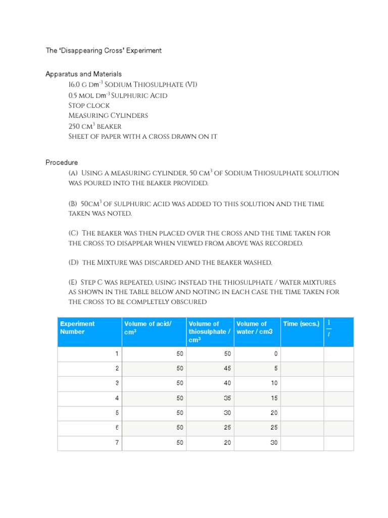 Disappearing Cross Lab | PDF | Physical Chemistry | Materials
