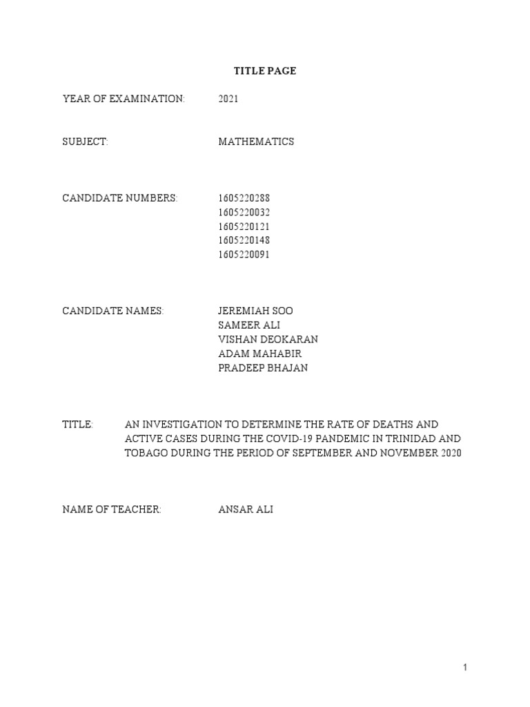 Sample Math SBA | PDF | Mean | Pie Chart