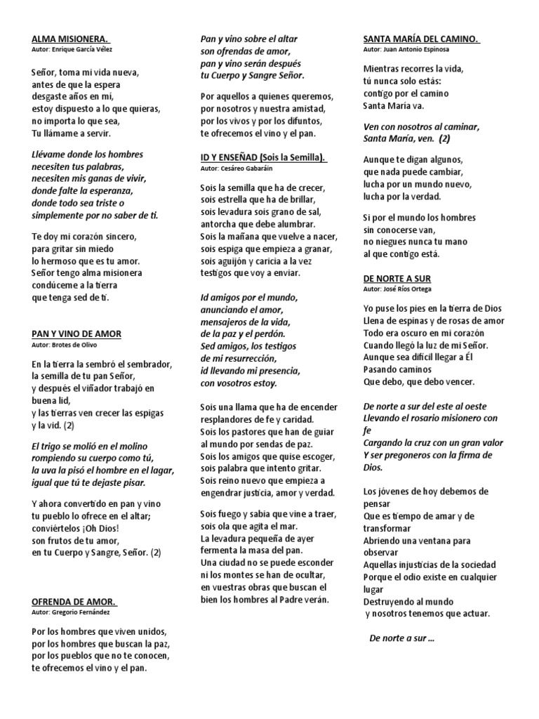 Alma Misionera: Poemas y Cantos | PDF