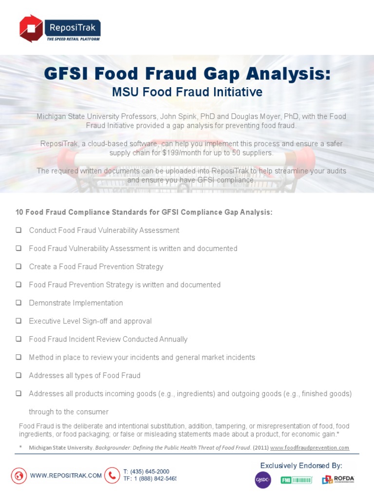 REPOSITRAK 10 Food Fraud Requirements Checklist | PDF