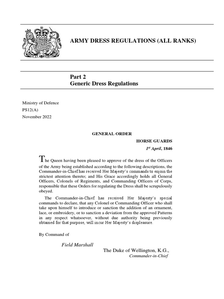 Army Dress Regulations Part 2 | PDF