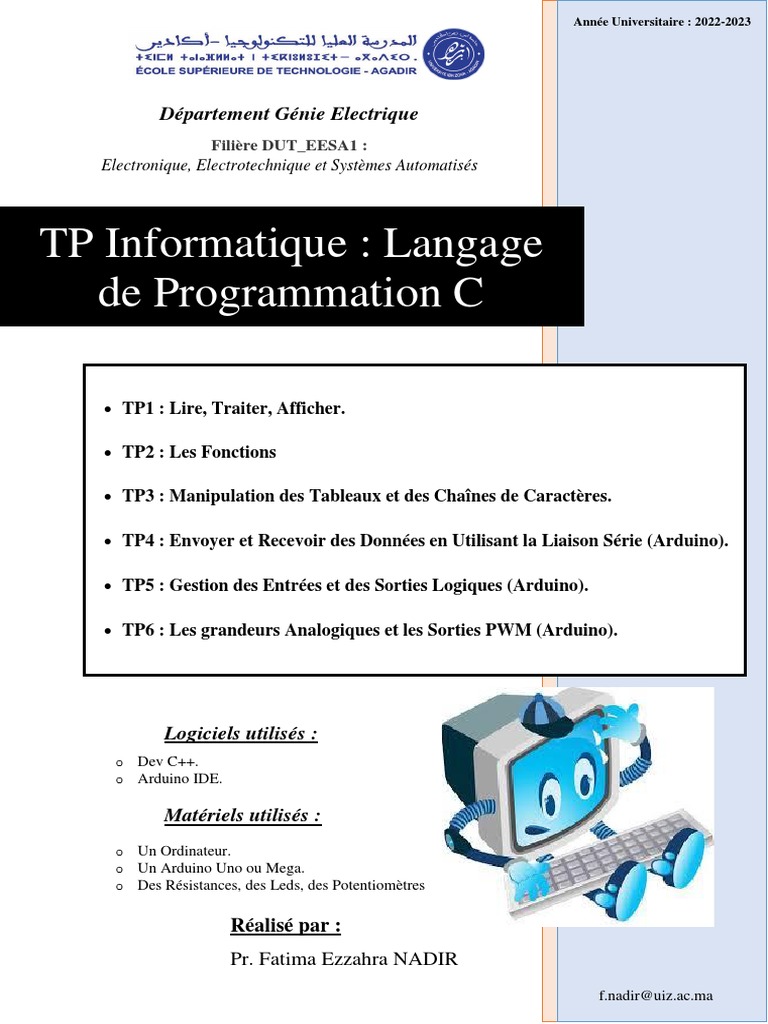 TP6 Langage de Programmation C | PDF | Arduino | Diode électroluminescente