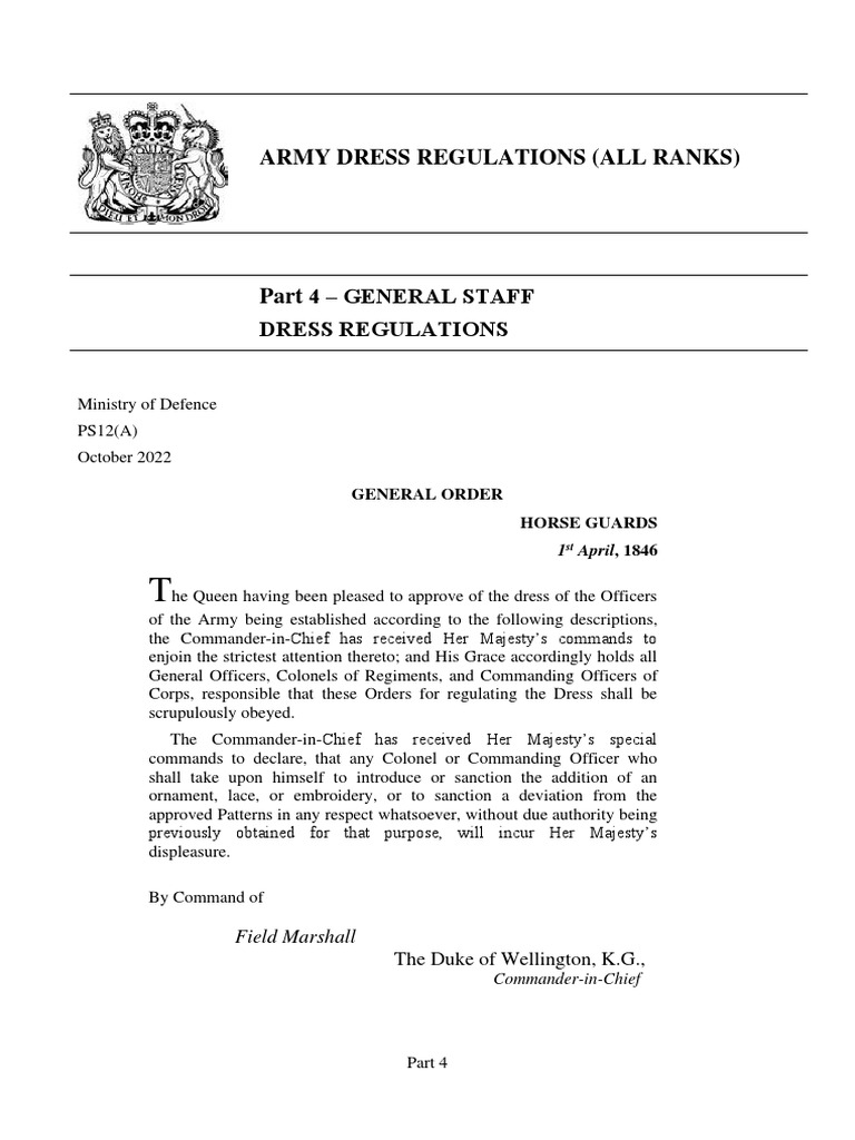 Army Dress Regulations Overview 2022 | PDF