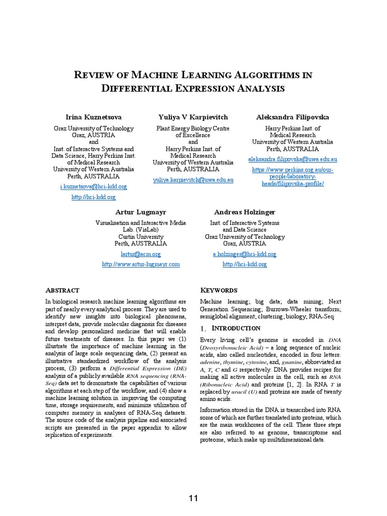 R M L A D E A: Eview of Achine Earning Lgorithms in Ifferential ...