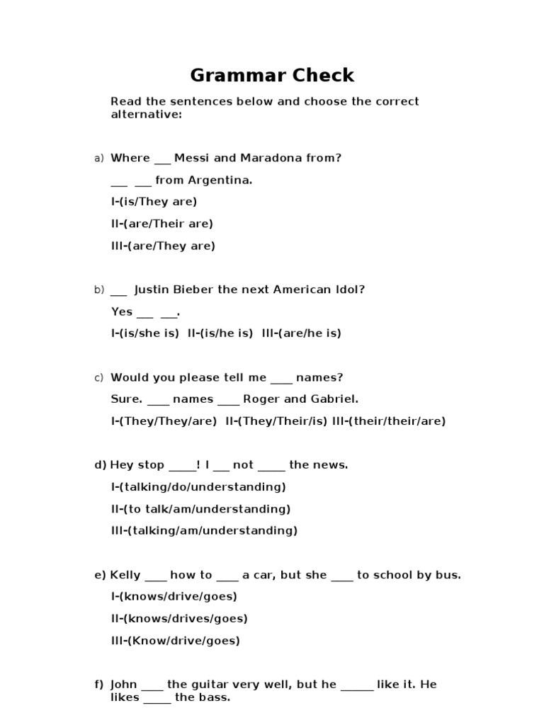 Grammar Check Exercises | PDF