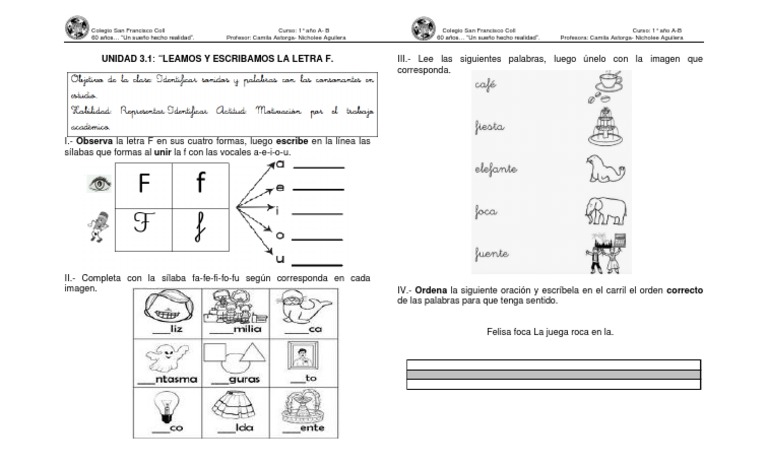 Leamos y Aprendamos La Letra F | PDF