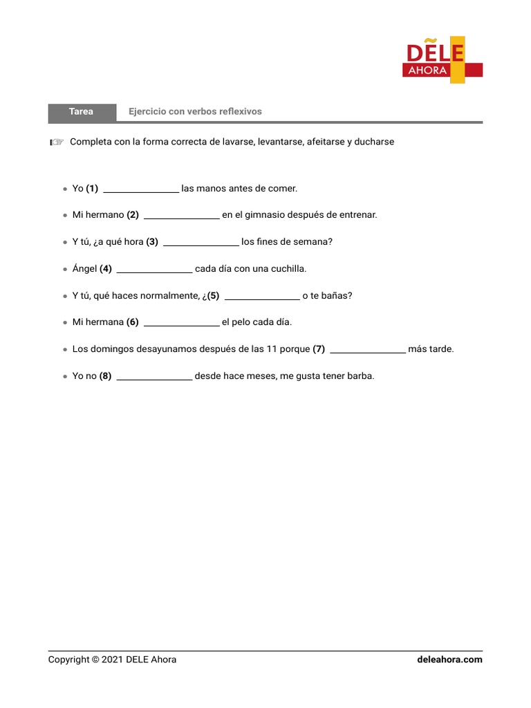 ejercicio-con-verbos-reflexivos | PDF