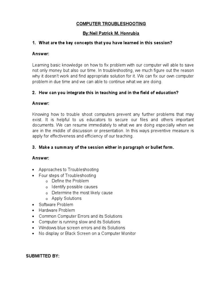 Computer Troubleshooting Pdf 