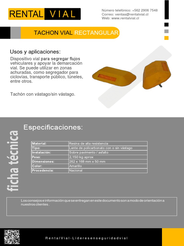 Segregador Vial y Tachón: Ficha Técnica | PDF | Negocios | Derecho
