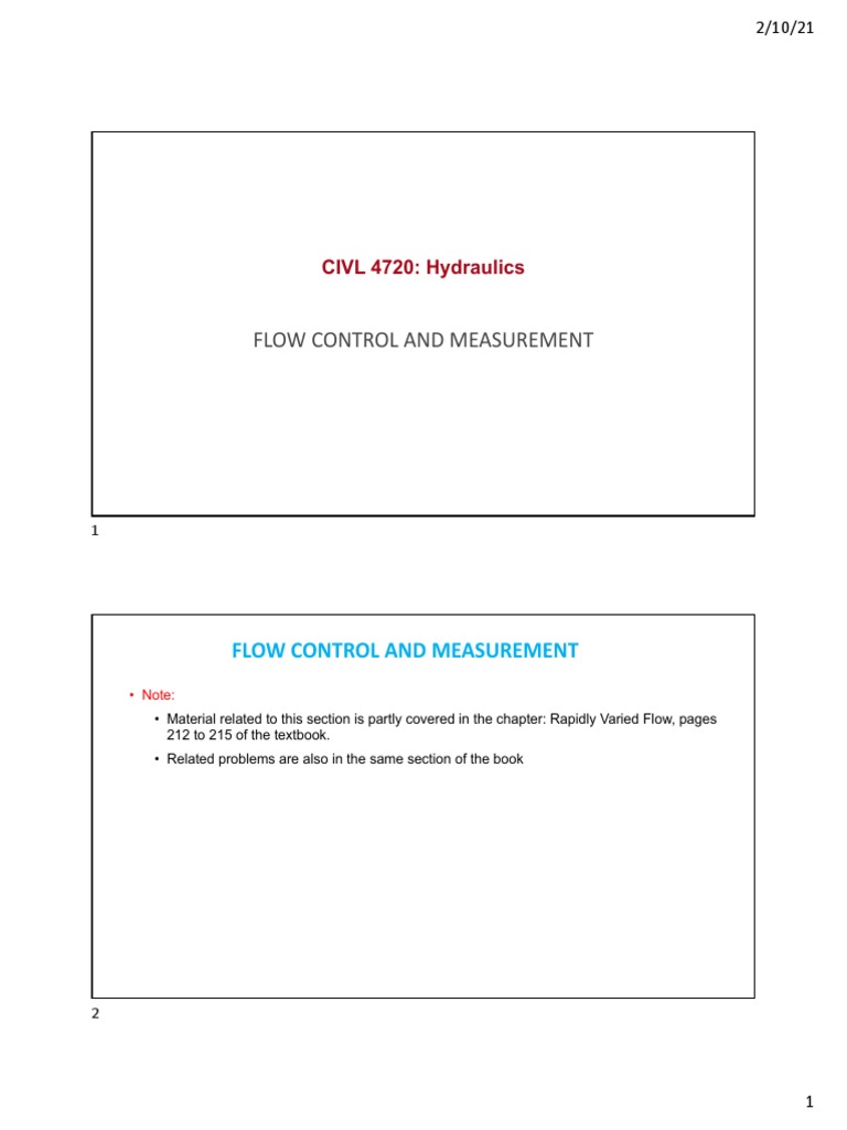 Flow Measurement (Open Channel Flow) | PDF | Discharge (Hydrology ...