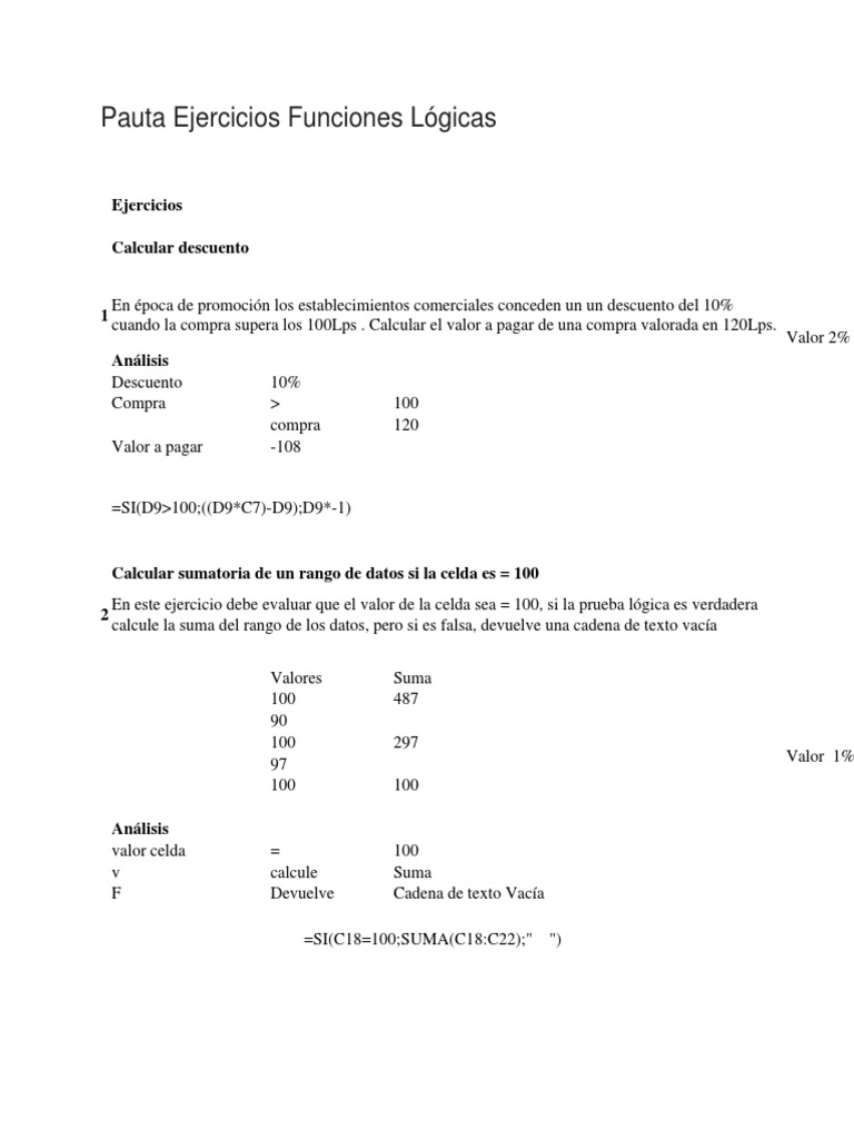 Pauta Ejercicios Funciones Lógicas | PDF