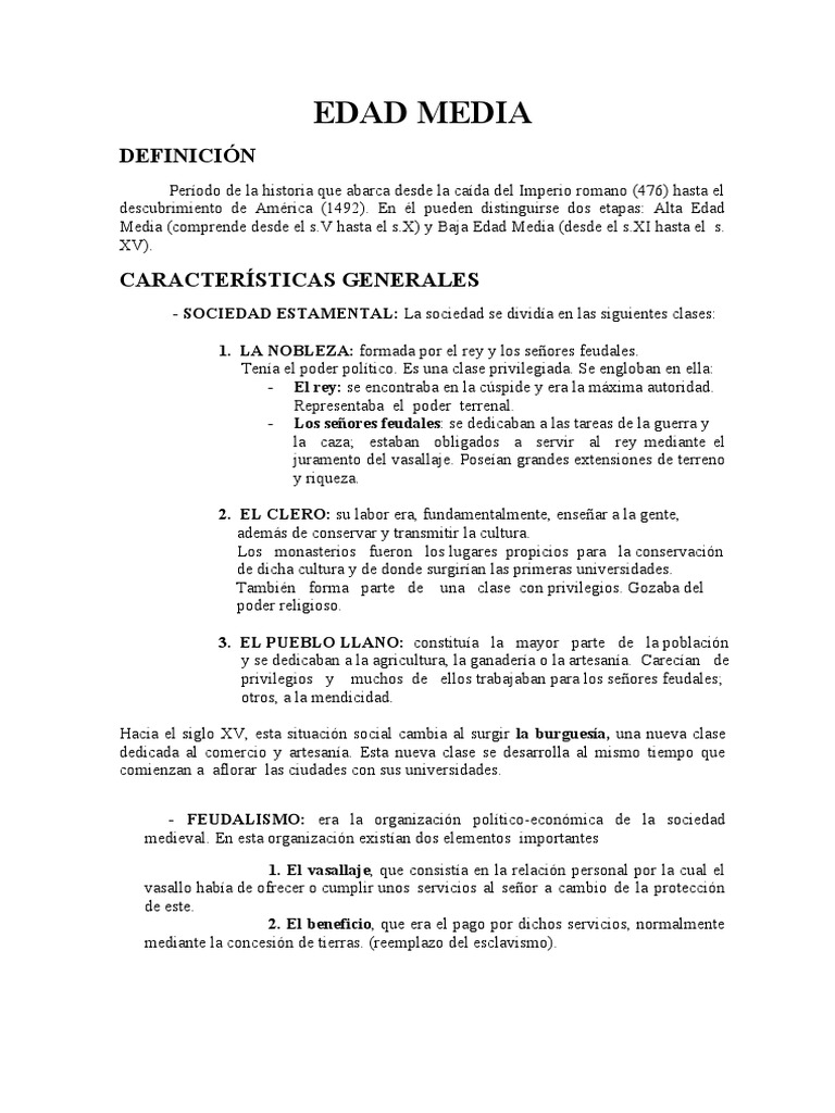 Apuntes EDAD MEDIA (adaptados) | PDF Apuntes EDAD MEDIA (adaptados) | PDF