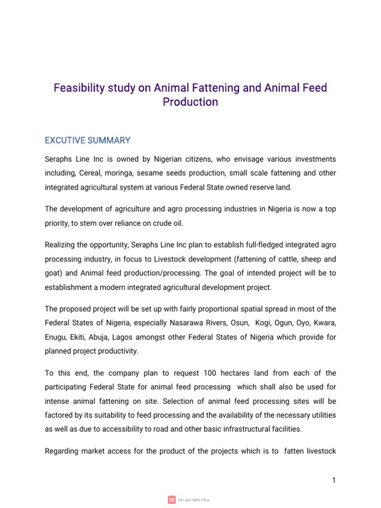 Animal Fattening & Feed Production Study | PDF