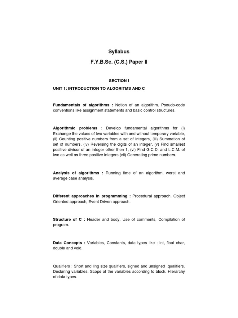 Study FY BSC - Cs - Paper-II | PDF | Time Complexity | Computational ...