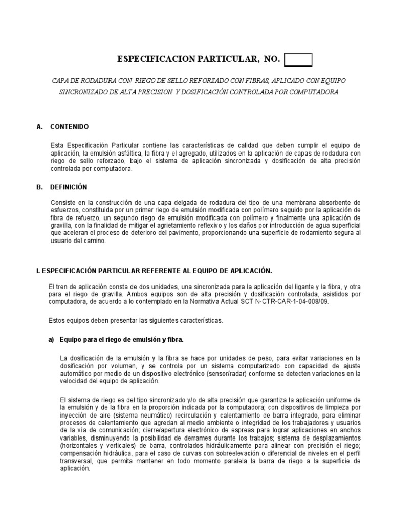 Riego de Sello Reforzado SCT | PDF