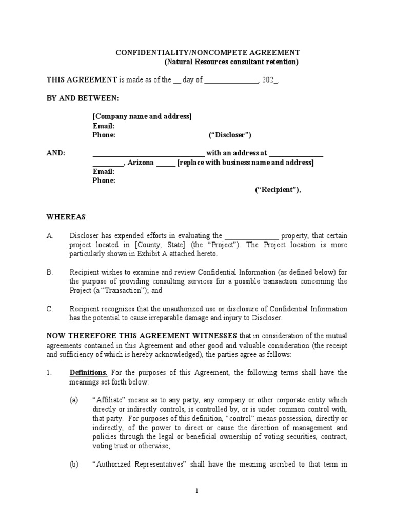 CA-NDA-NonCompete - General Form For Consultants in Mineral Engagements ...