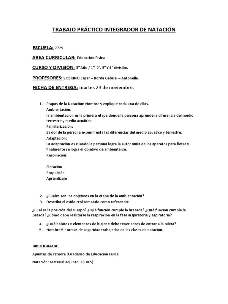 TRABAJO PRACTICO INTEGRADOR 3° año | PDF