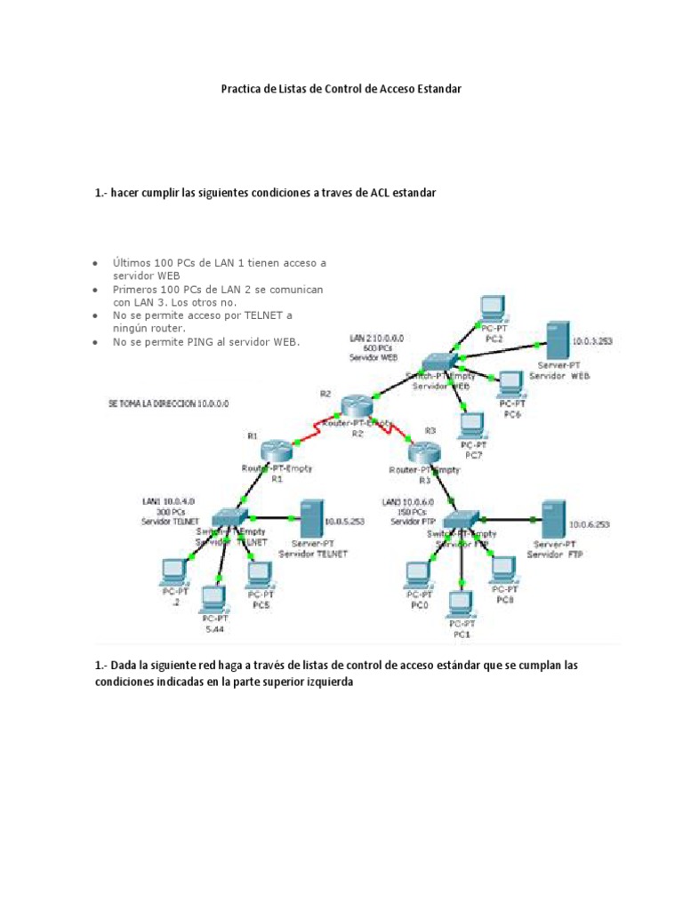 Practica de ACL Estandar | PDF