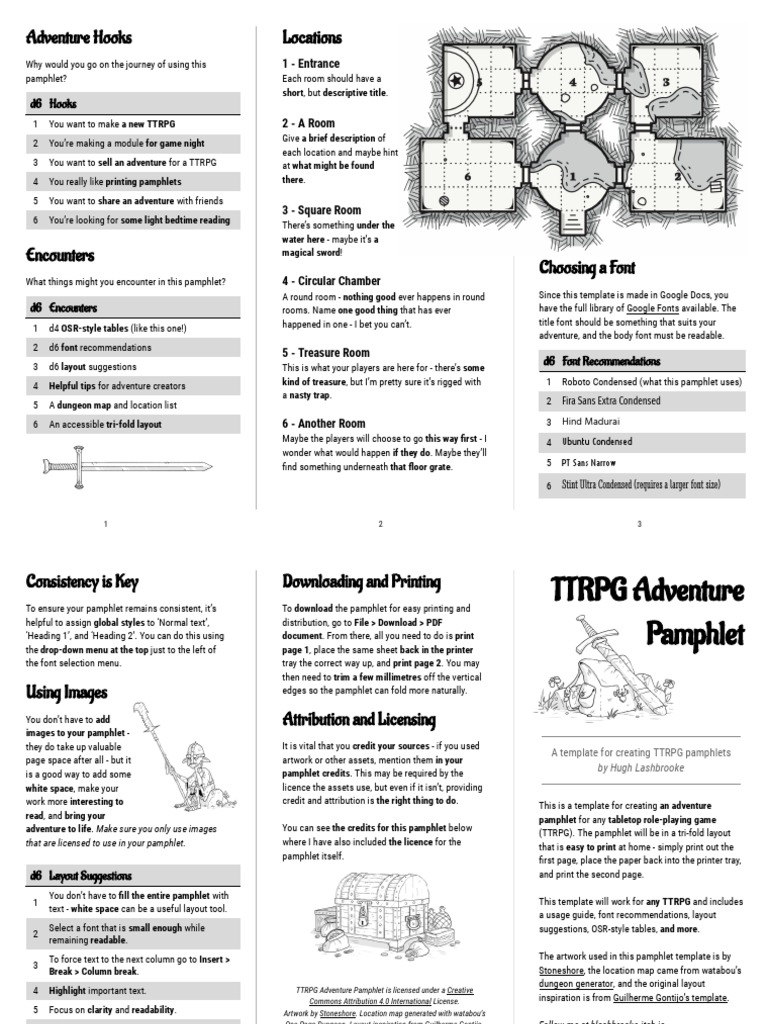 TTRPG Tri-Fold Pamphlet Template | PDF | Page Layout | Tabletop Role ...