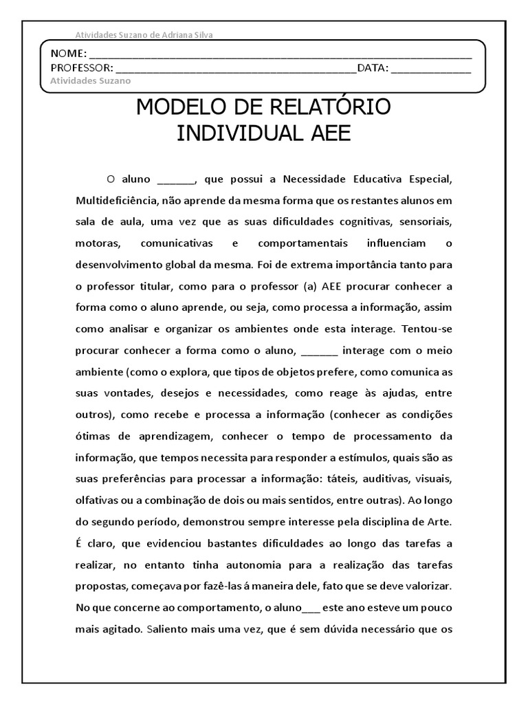 Relatório AEE: Estratégias e Progresso | PDF