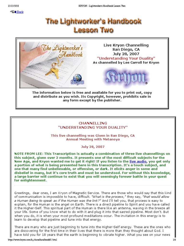 KRYON - 2 - Lightworker's Handbook Lesson Two | PDF