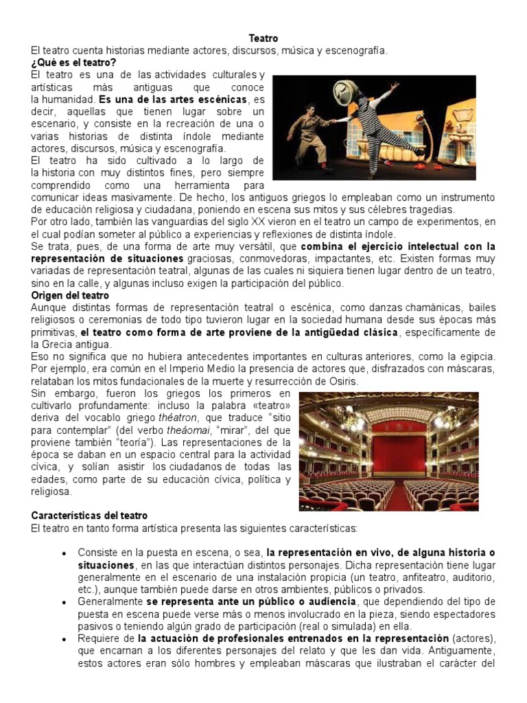 Historia y características del teatro | PDF | Ficción general