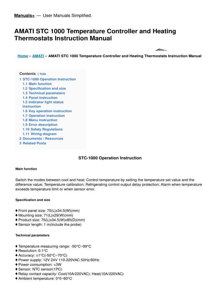 STC-1000 Temperature Controller Manual | PDF