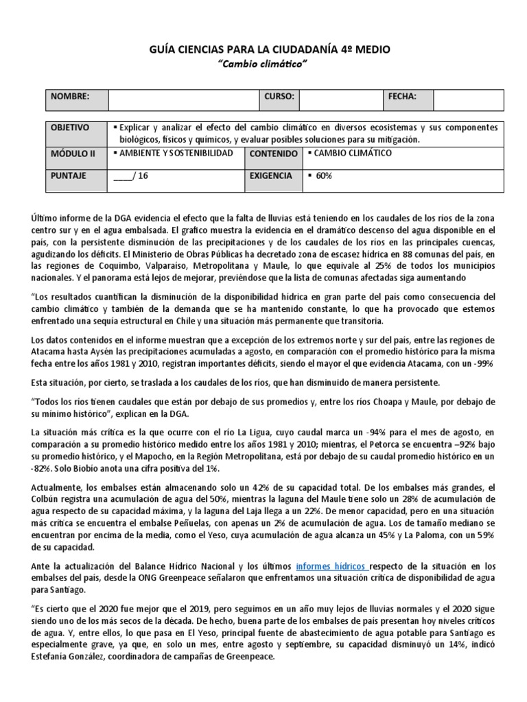 Impacto del Cambio Climático en Agua | PDF