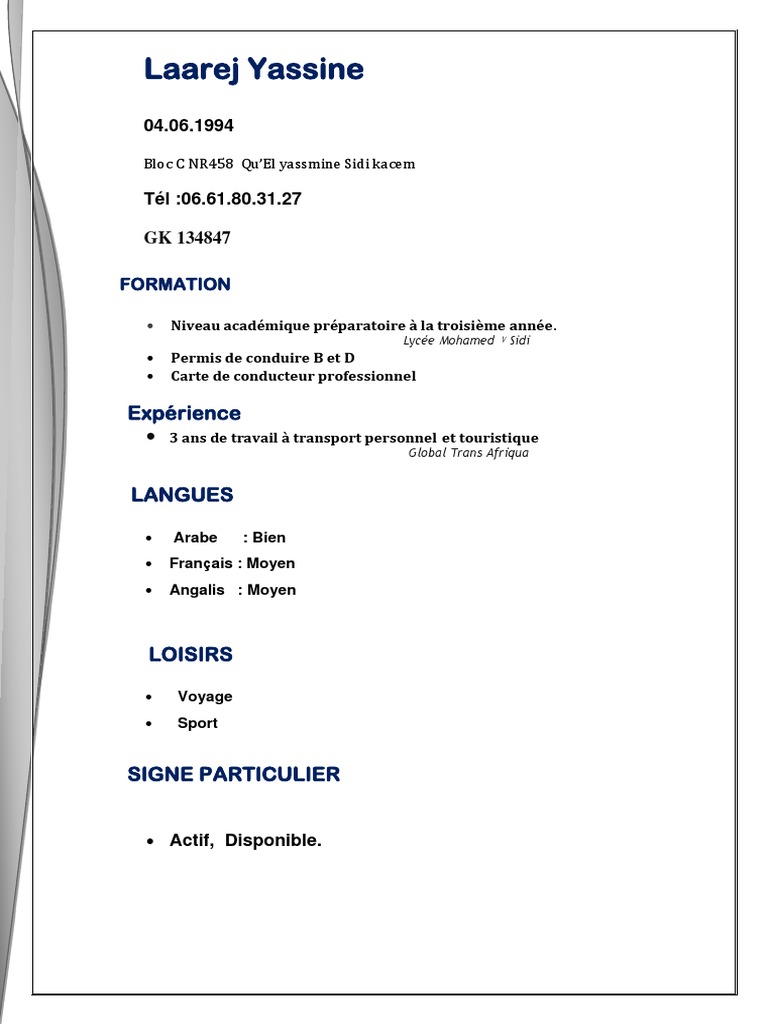 CV Khawla - Copie | PDF | Voyages