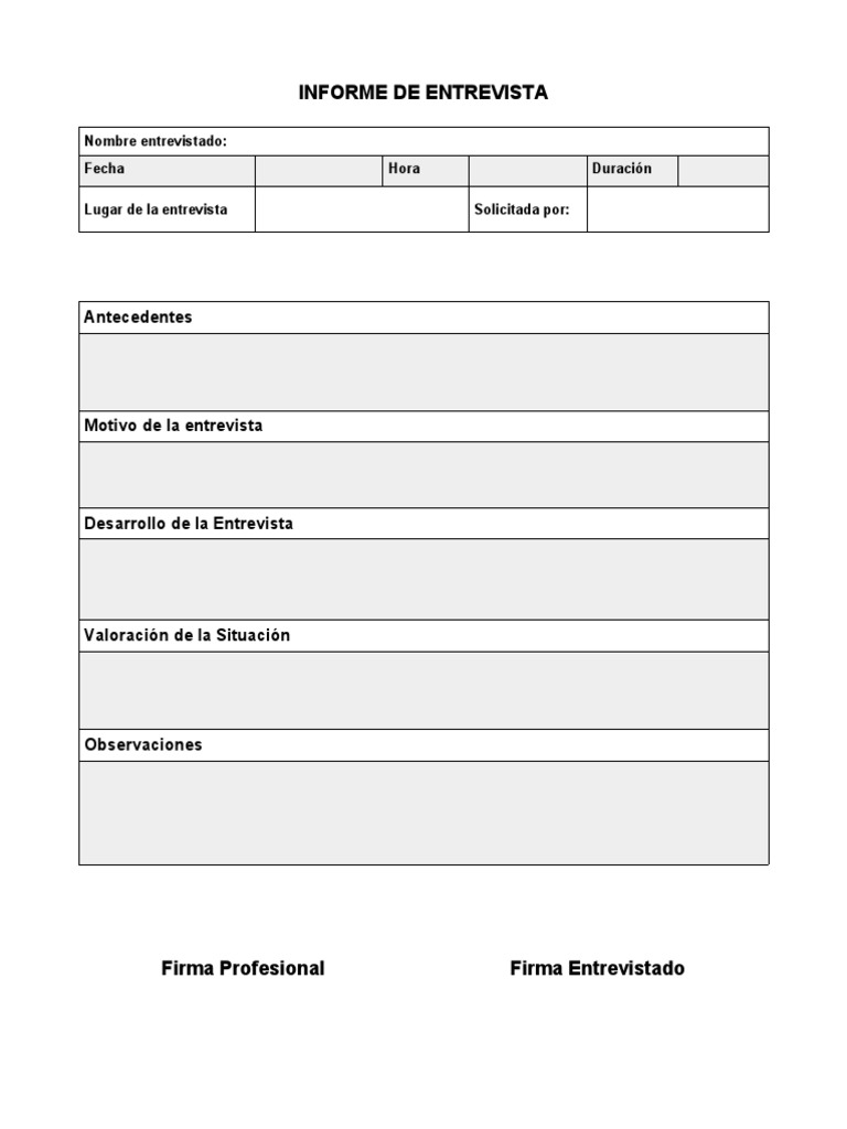 Plantilla - Entrevista en Trabajo Social | PDF