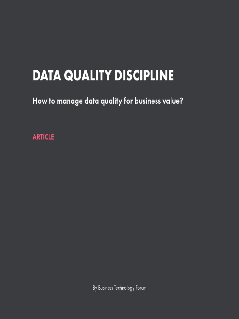 BT BTD Data Quality v1 | PDF