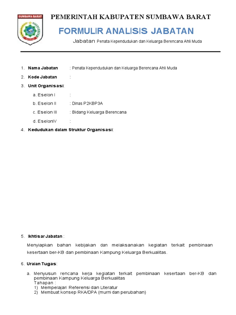 Analisis Jabatan Penata KKB Ahli Muda | PDF