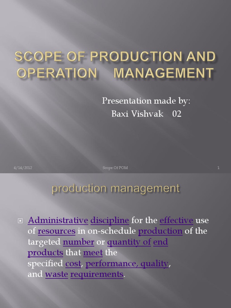 Scope of Production and Operation Management | PDF | Inventory | Simulation