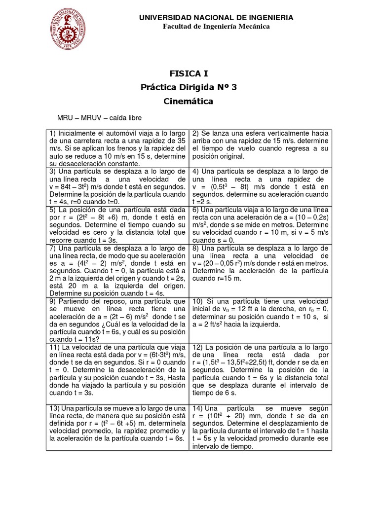 A PD 03 Cinematica 2023-I Fis 1 | PDF | Ciencia y matemáticas