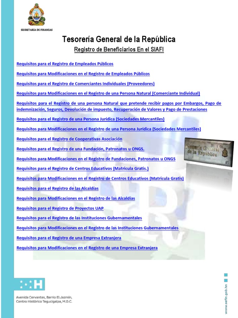 Requisitos para el PIN SIAFI en Honduras | PDF | Bancos | Economias
