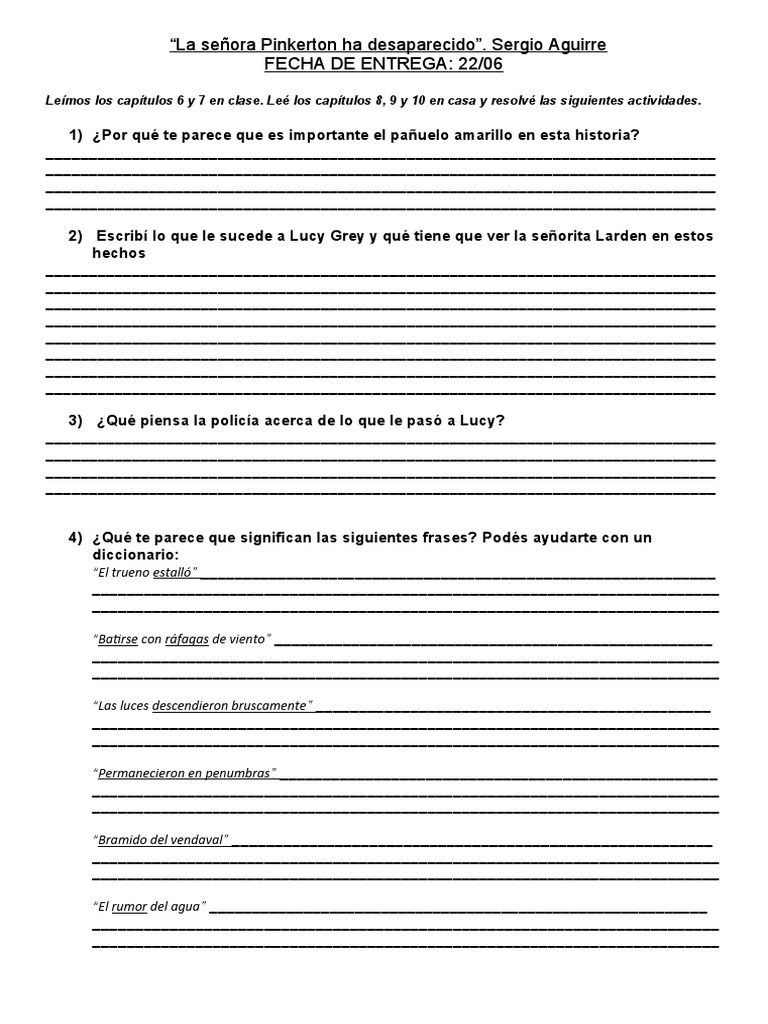 TP2 La Señora Pinkerton Ha Desaparecido | PDF | Estudios de idiomas ...