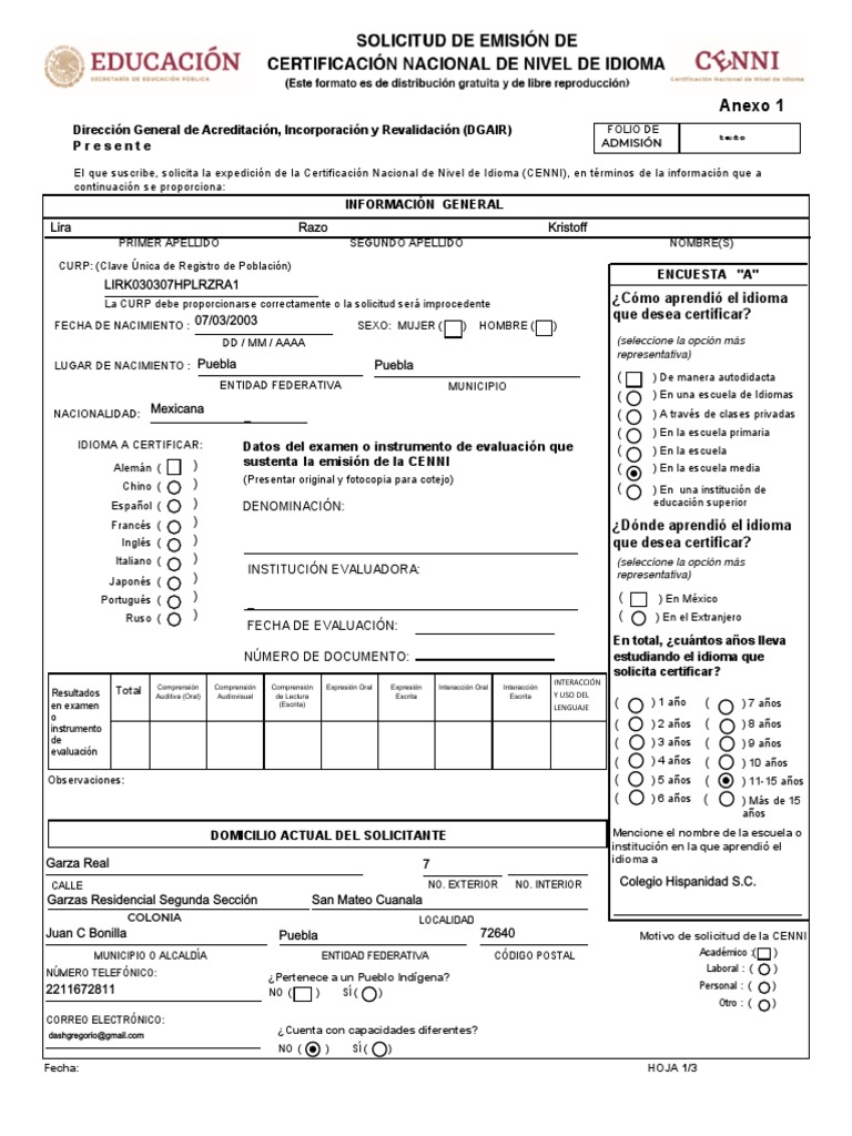 Formato Cenni 202033 | PDF | México