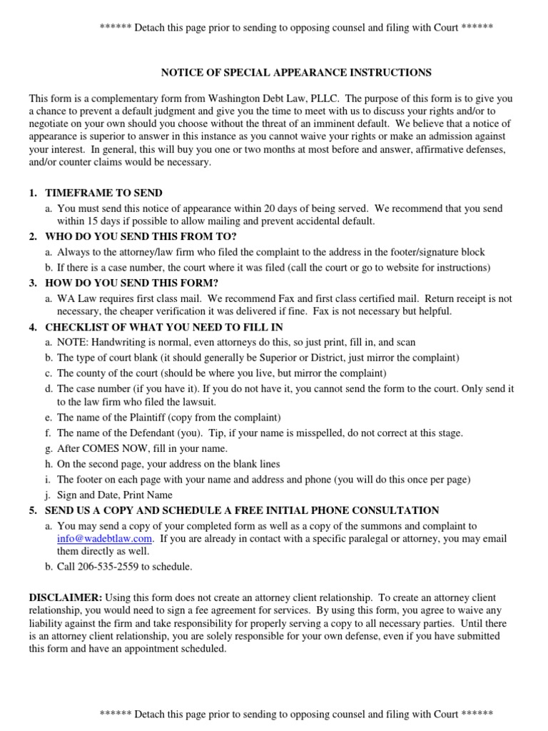 Pro Se Notice of Appearance Instructions | PDF | Complaint | Joinder