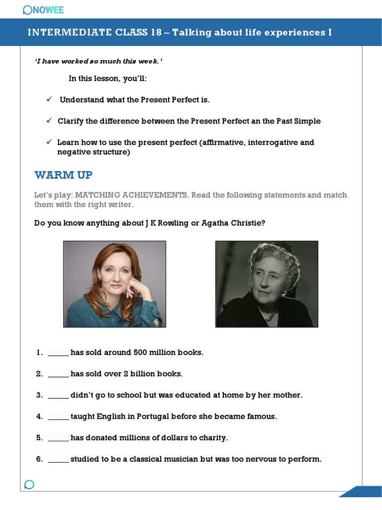 Talking About Life Experiences I | PDF | Perfect (Grammar) | Cognitive ...