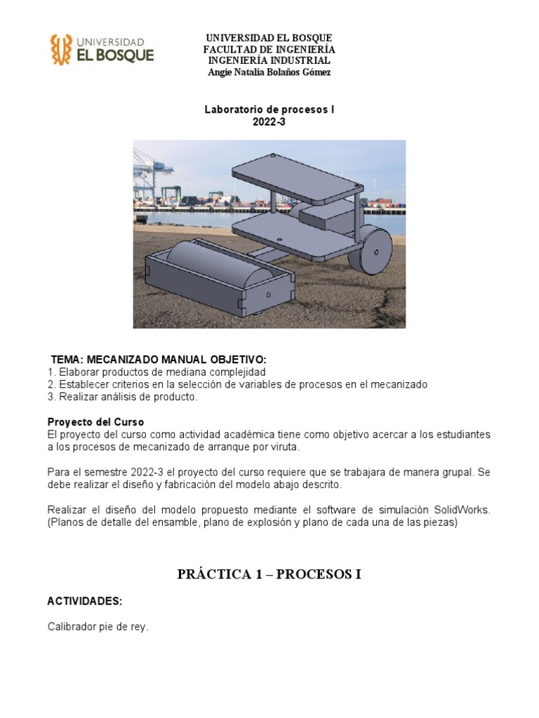 Proyecto de Laboratorio Procesos I 2023-1 | PDF | Ingeniería | Perforar