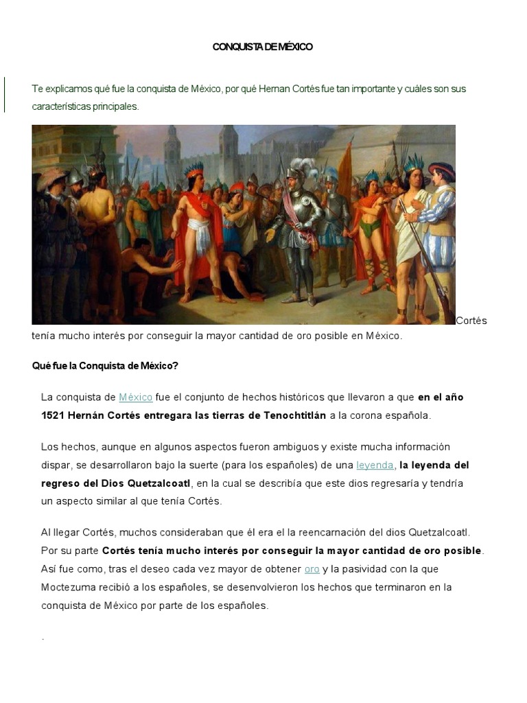 Conquista de México y Hernán Cortés | PDF