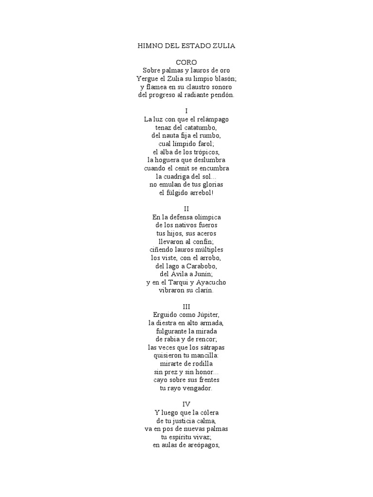 Himno Del Zulia | PDF | Poesía