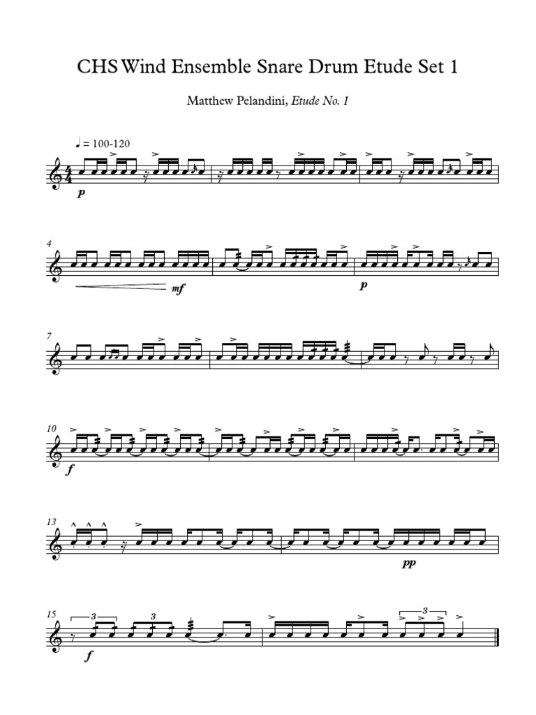 CHS Snare Drum Etude Set 1 | PDF