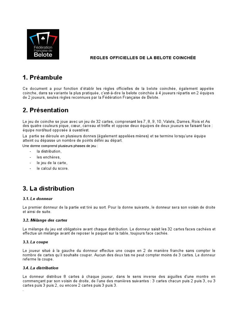 Regles de La Belote Coinchee | PDF