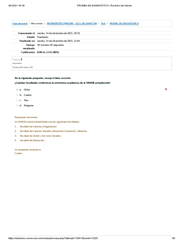 Unemi Prueba Diagn | PDF