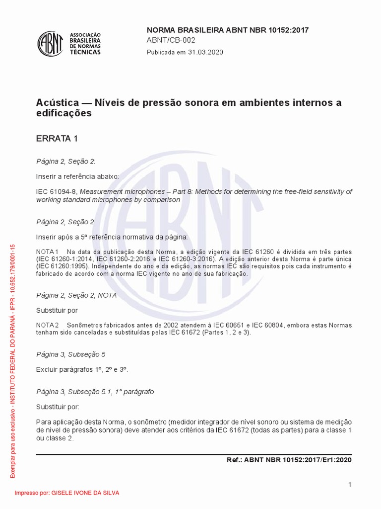 NBR 10152 PT 2 Conforto | PDF | Metrologia