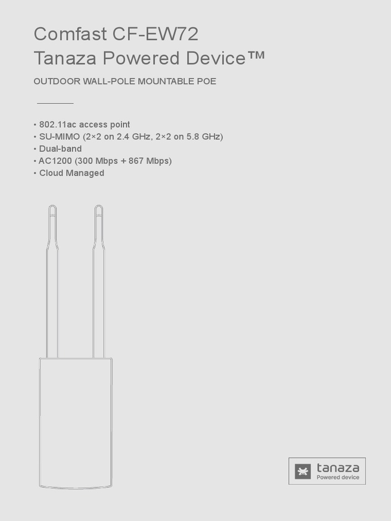 Comfast CF-EW72 Tanaza Powered Device™ | PDF | Ieee 802.11 | Wi Fi
