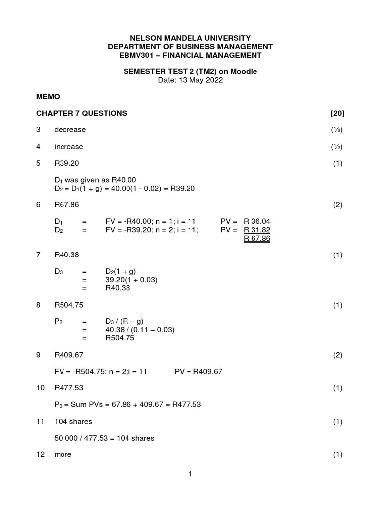 2022 Ebmv301 TM2 Memo | PDF | Net Present Value | Internal Rate Of Return
