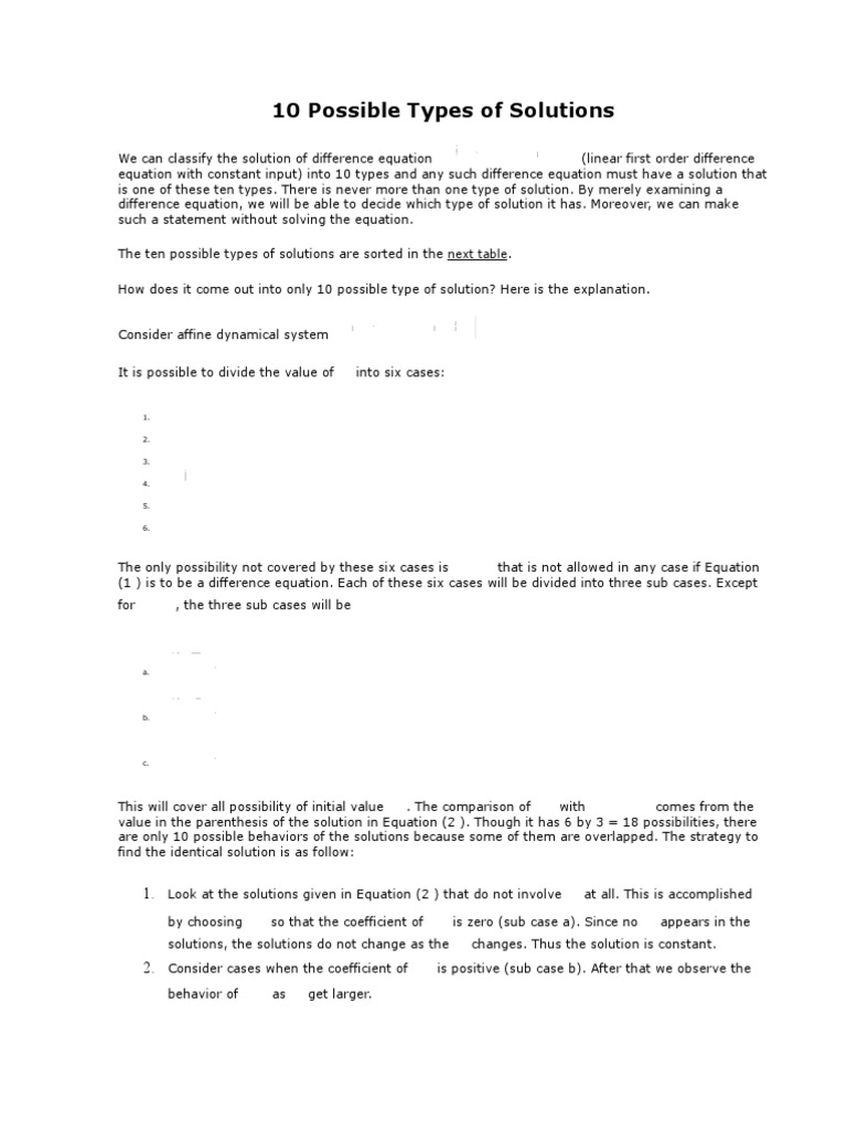 10 Possible Types of Solutions | PDF